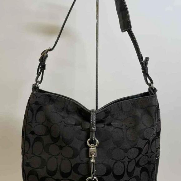 Coach | Bags | Coach Designer Monogram Shoulder Black Bag Satchel Hobo ...